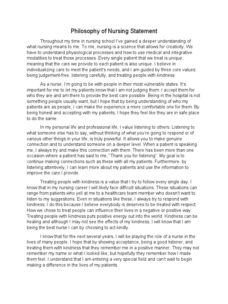 Philosophy of Nursing | PDF | Patient | Understanding