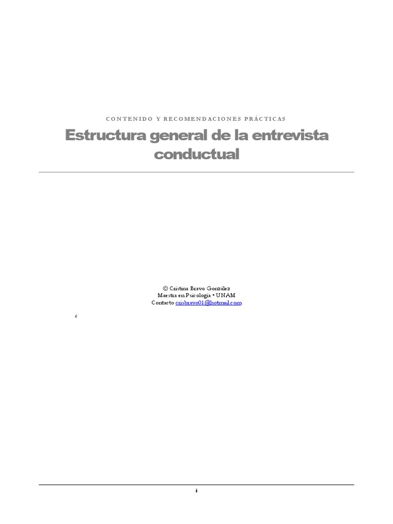 Estructura Entrevista Conductual Final PDF | PDF | Comportamiento | Sicología