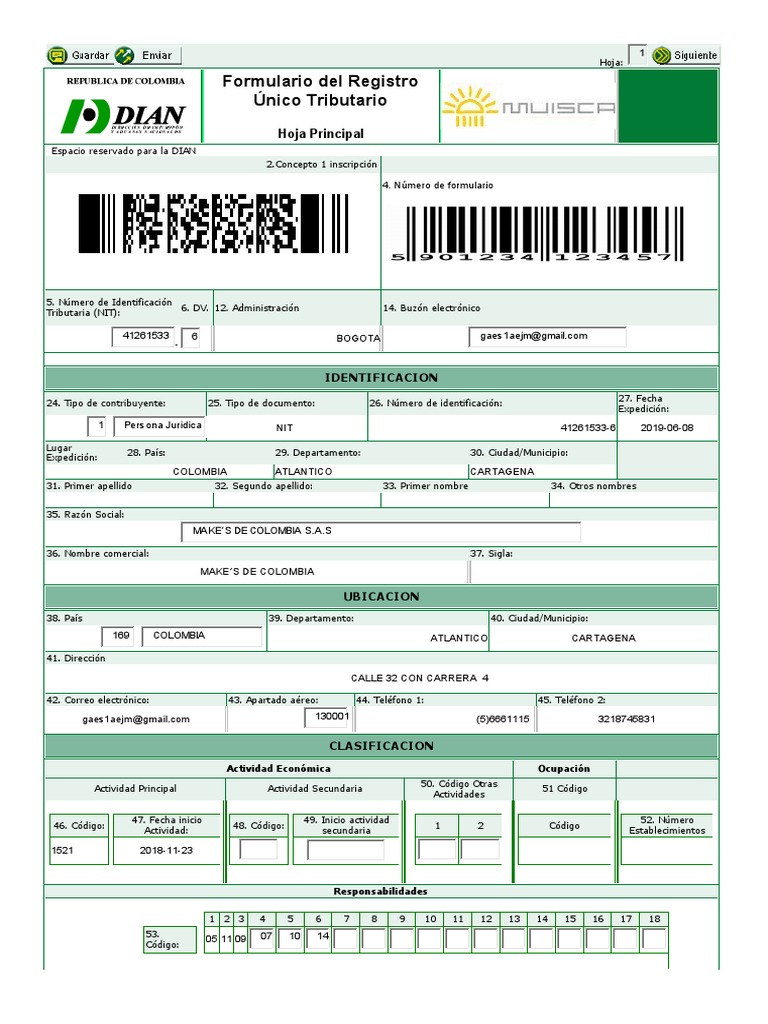 Formulario RUT Editable para Empresas | PDF | Colombia