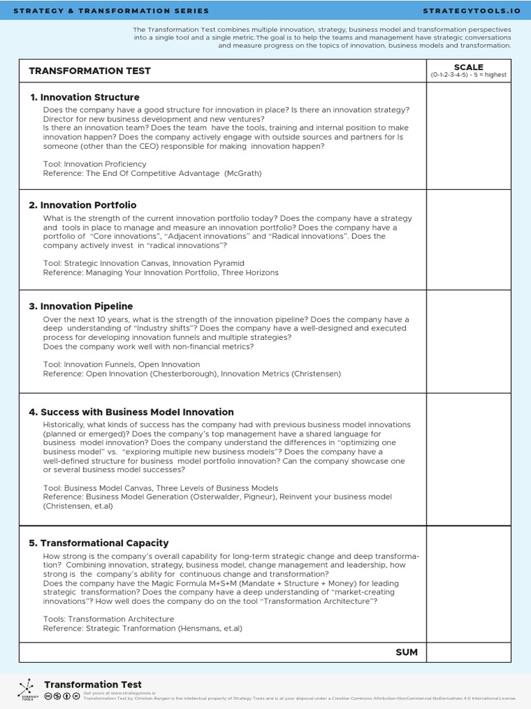 Transformation Test | PDF | Business Model | Innovation