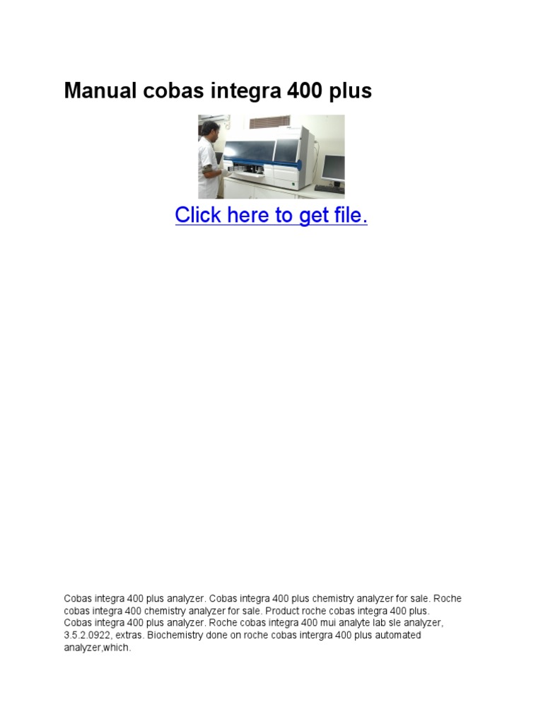 Manual Cobas I987655ntegra 400 Plus776554332 | PDF | Laboratories | Biotechnology