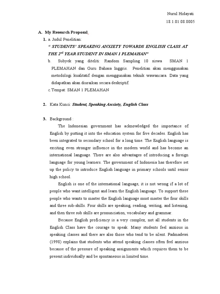 Research Proposal - English | PDF | Anxiety | Human Communication