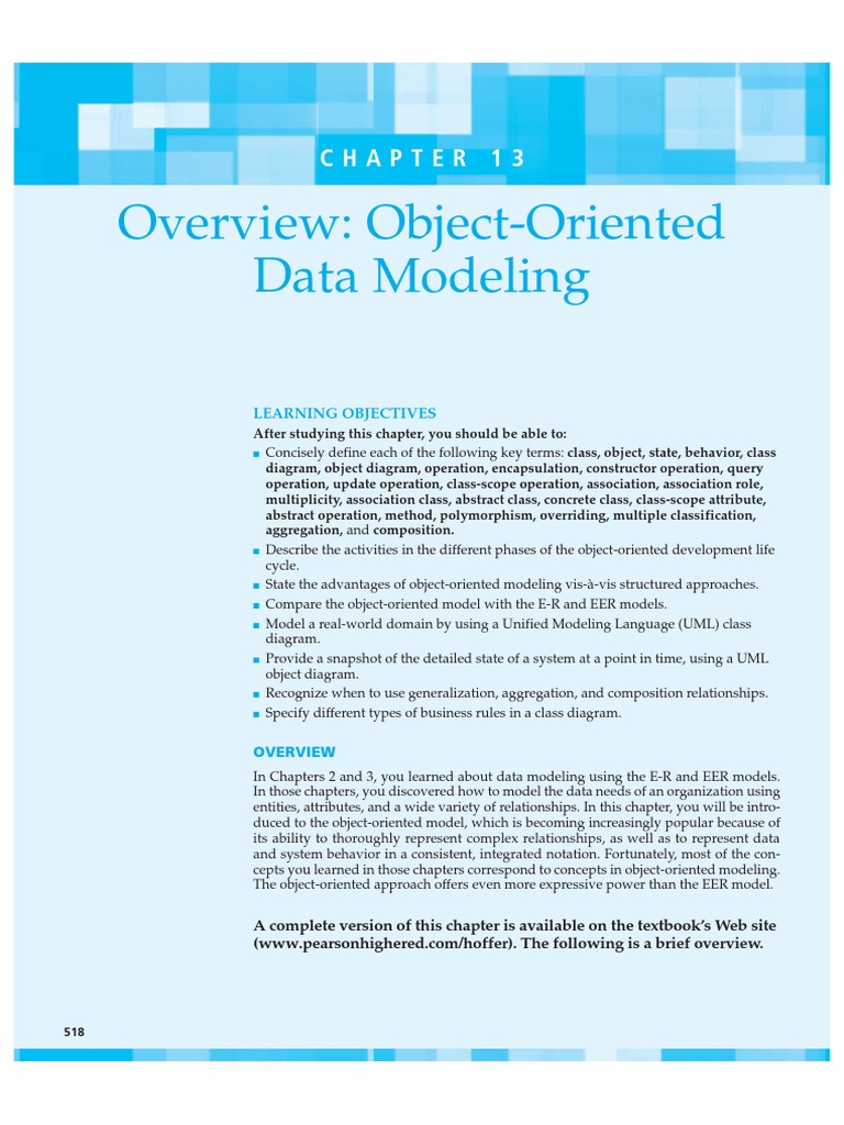 Overview: Object-Oriented Data Modeling: Learning Objectives | PDF | Inheritance (Object ...