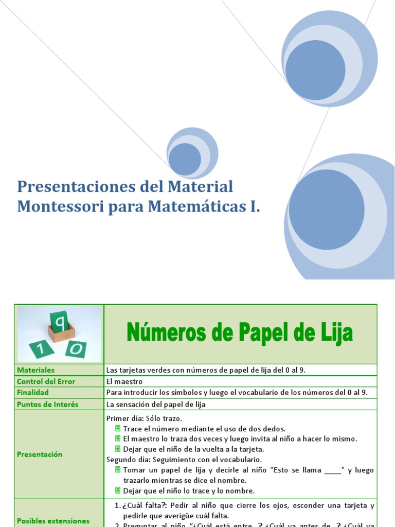 Presentaciones Del Material Montessori para Matemã¡Ticas | PDF