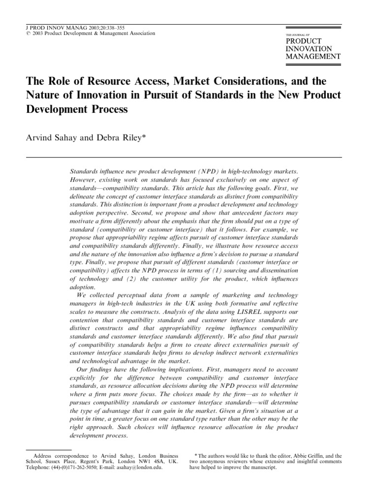 The Role of Resource Access, Market Considerations, and The Nature of ...