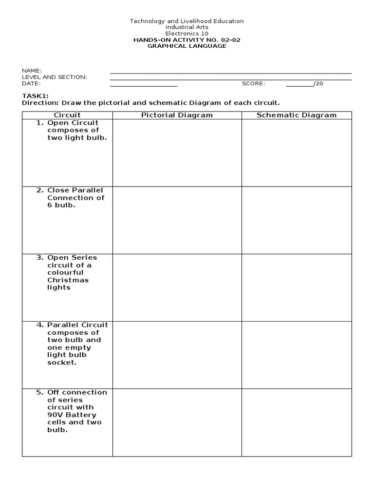 Pictorial and Schematic Diagrams Task | PDF