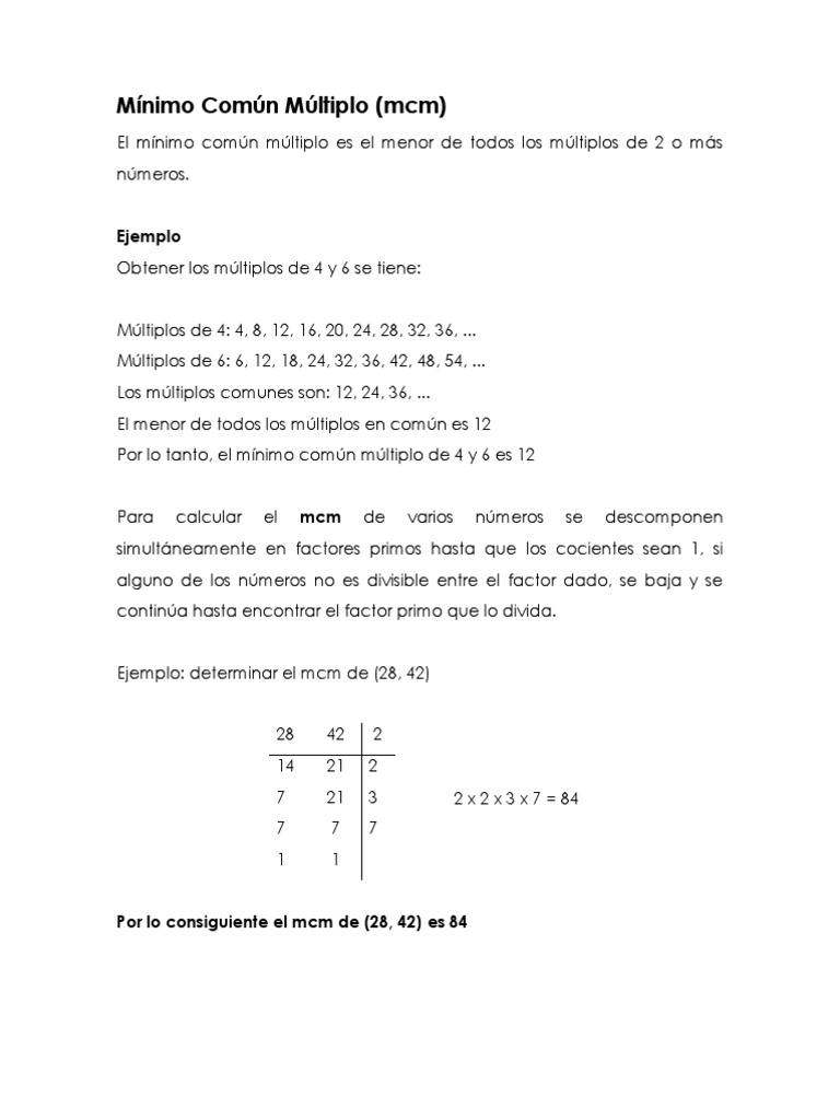 Cómo Calcular MCM y MCD Eficazmente | PDF | Álgebra abstracta ...