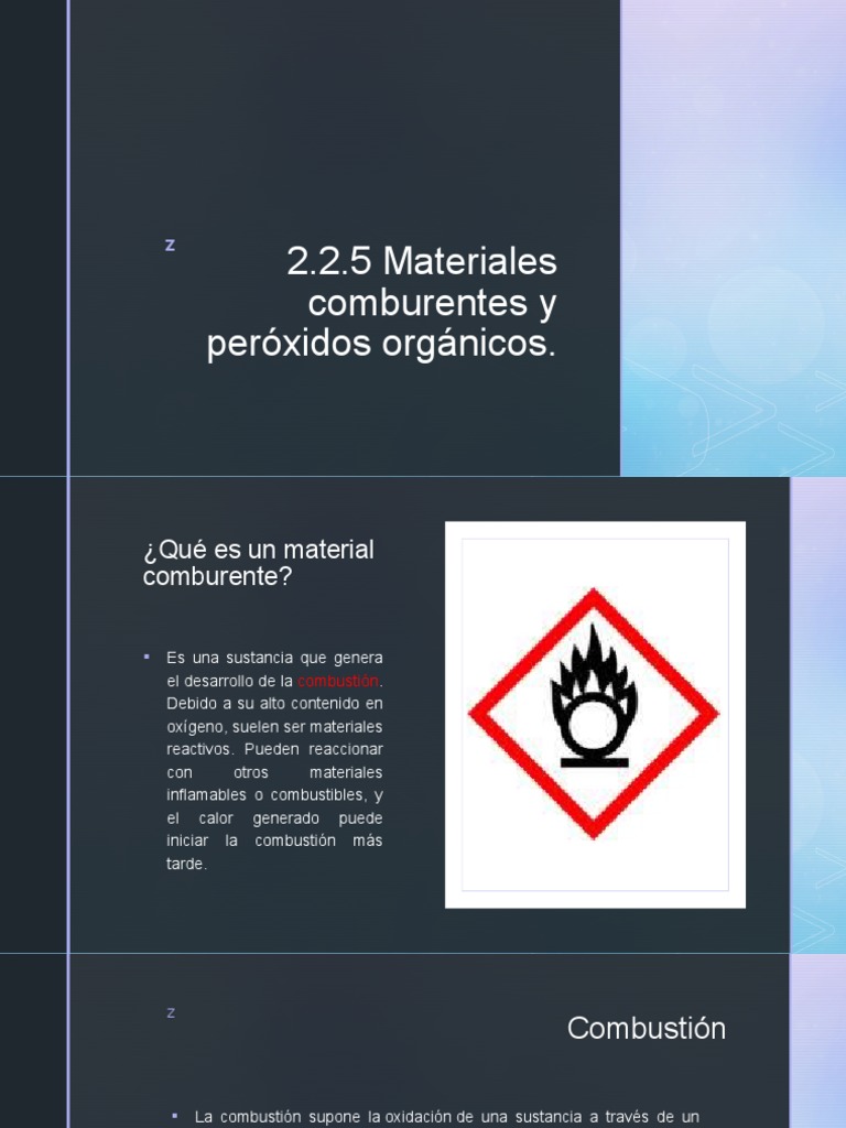 Materiales Comburentes y Peroxidos Organicos | PDF