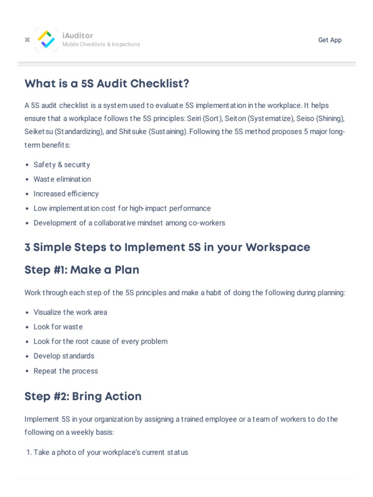Free 5S Audit Checklist PDF SafetyCulture, 55% OFF