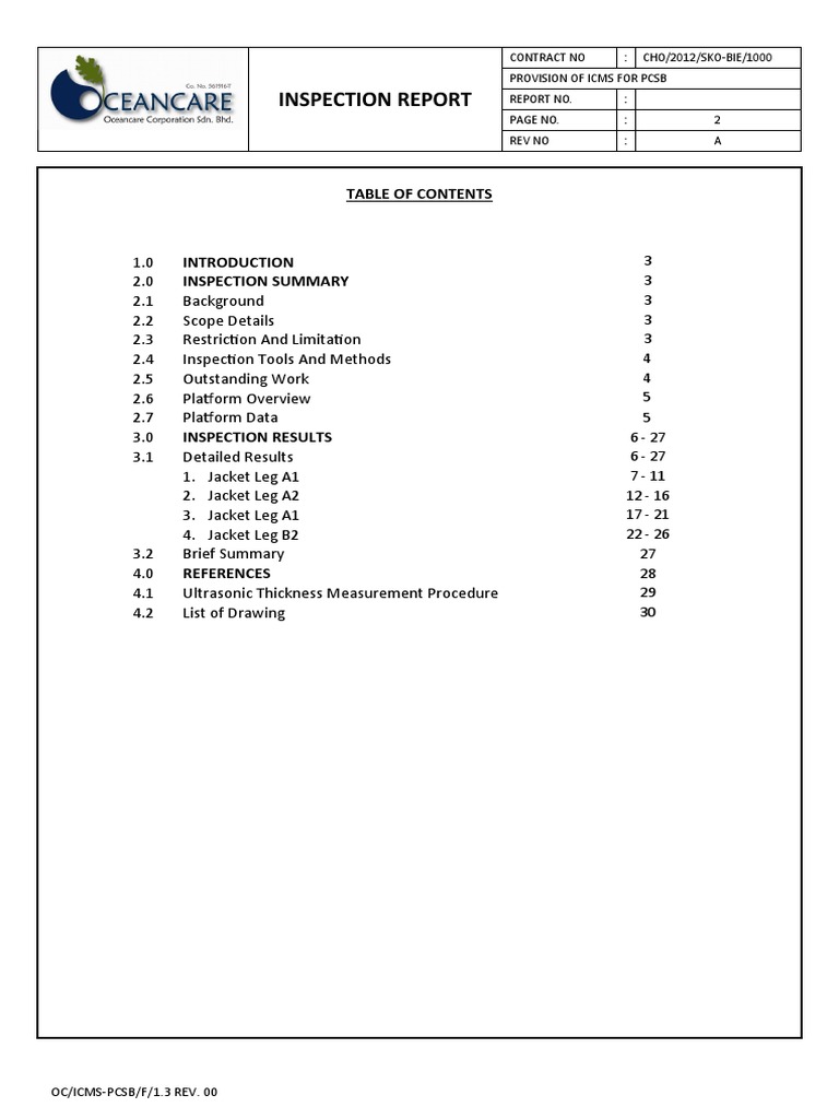 Inspection Report: Contract No: CHO/2012/SKO-BIE/1000 Provision of Icms ...