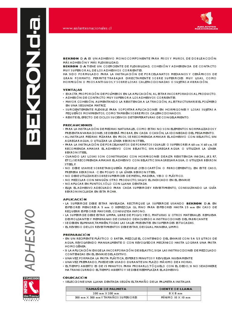 Bekron Da PDF | PDF | Adhesión | Hormigón
