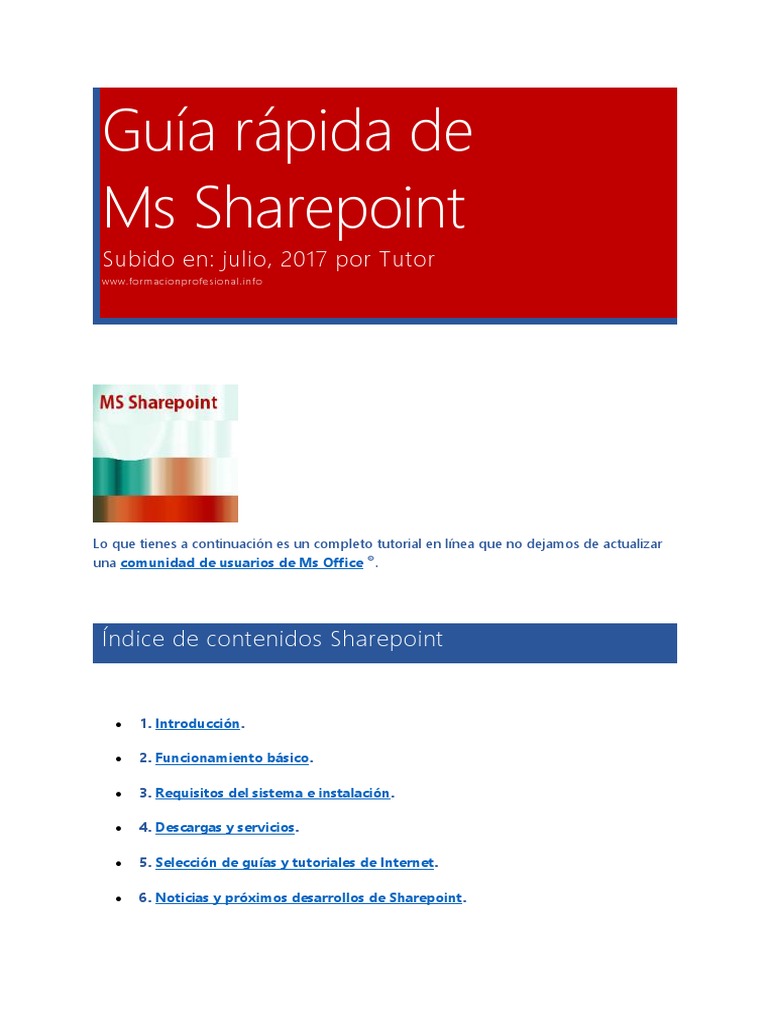 Tutorial Sharepoint | PDF | Red mundial | Internet y web