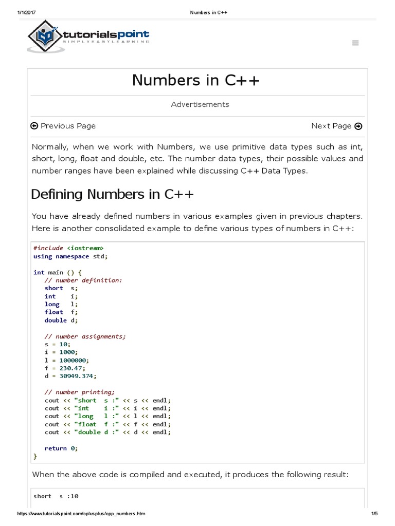 Numbers in C++ | PDF | Trigonometric Functions | C++