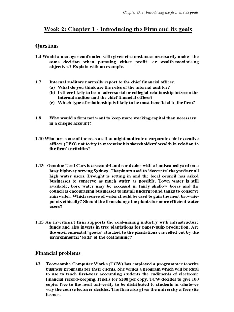 Chapter 1 Tutorial Questions | PDF | Water | Economies