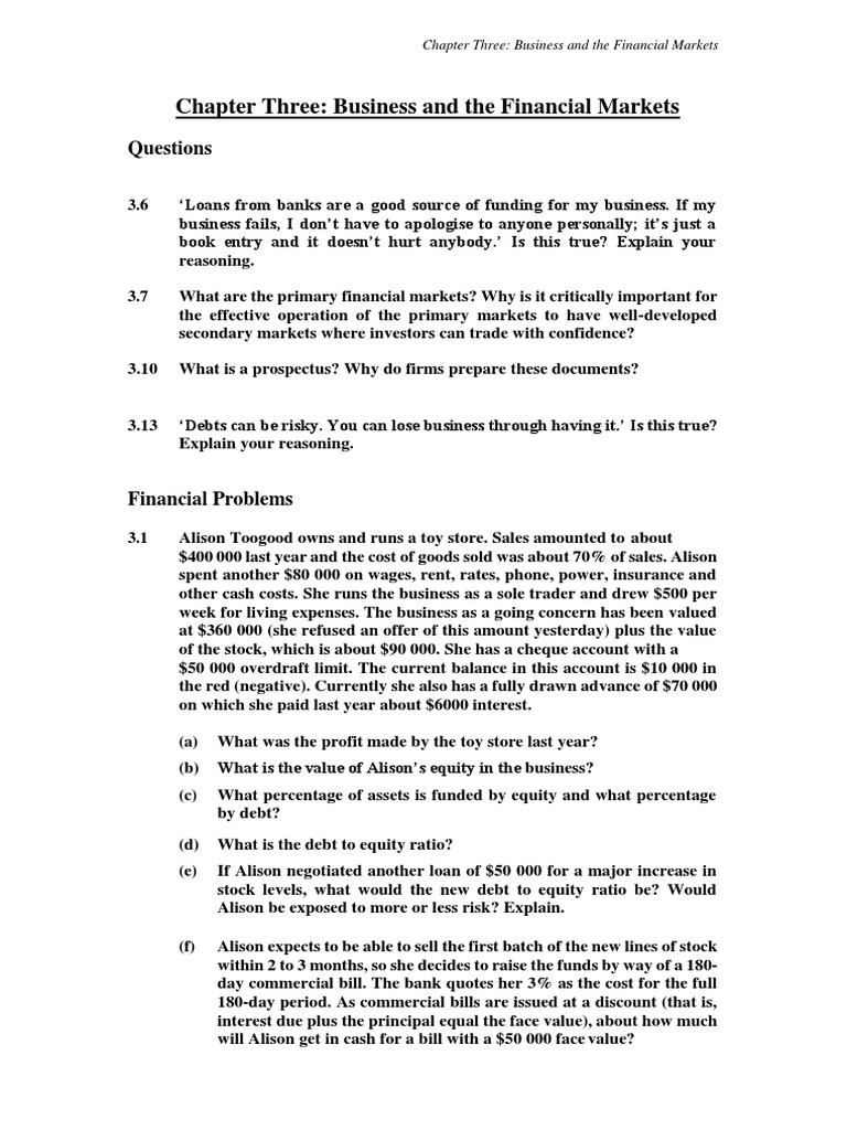 Chapter 3 Tutorial Questions | PDF | Debt | Stocks