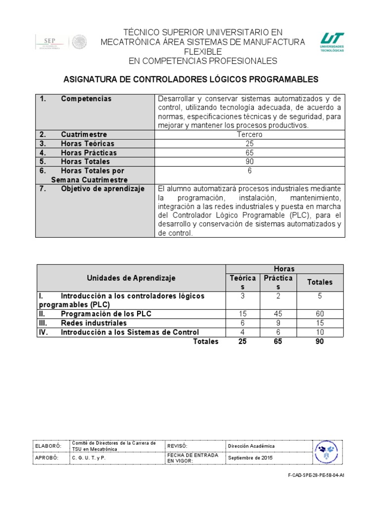 Controladores Lógicos Programables en Mecatrónica | PDF | Controlador ...