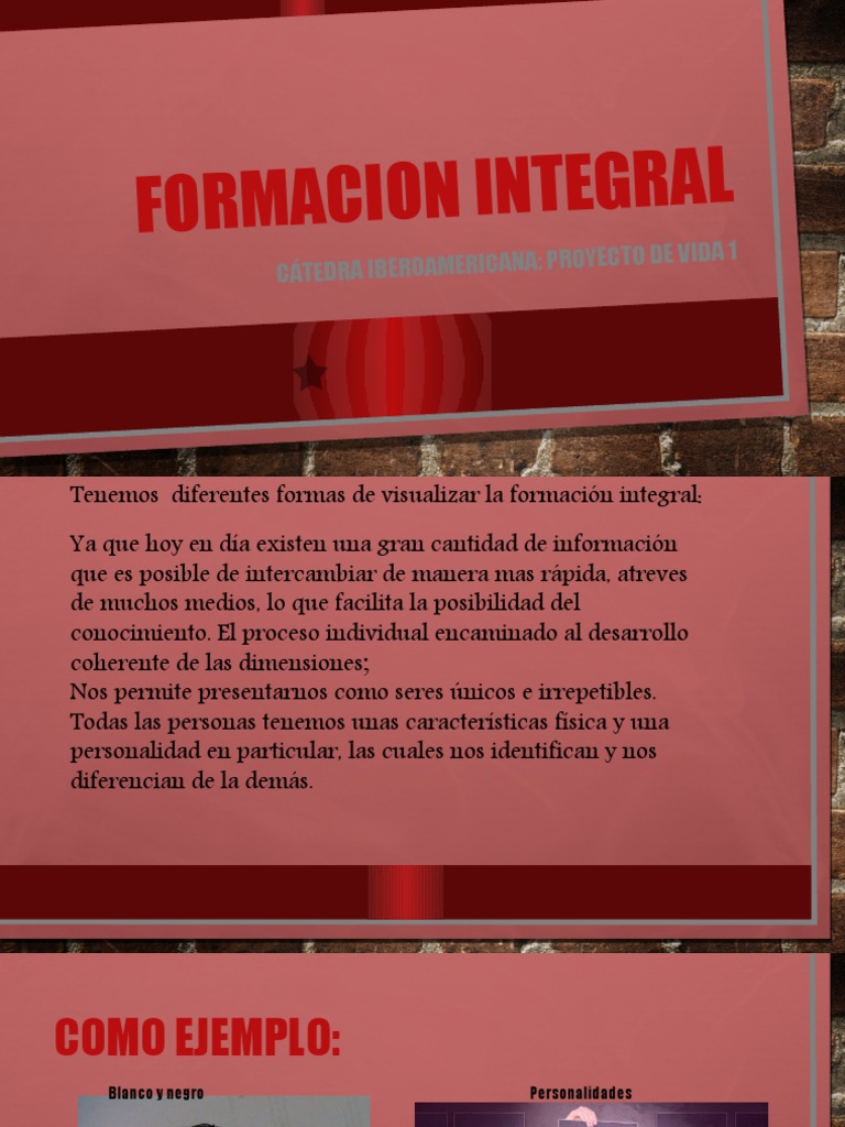 FORMACION INTEGRAL, Diapositivas | PDF | Vida | Conocimiento