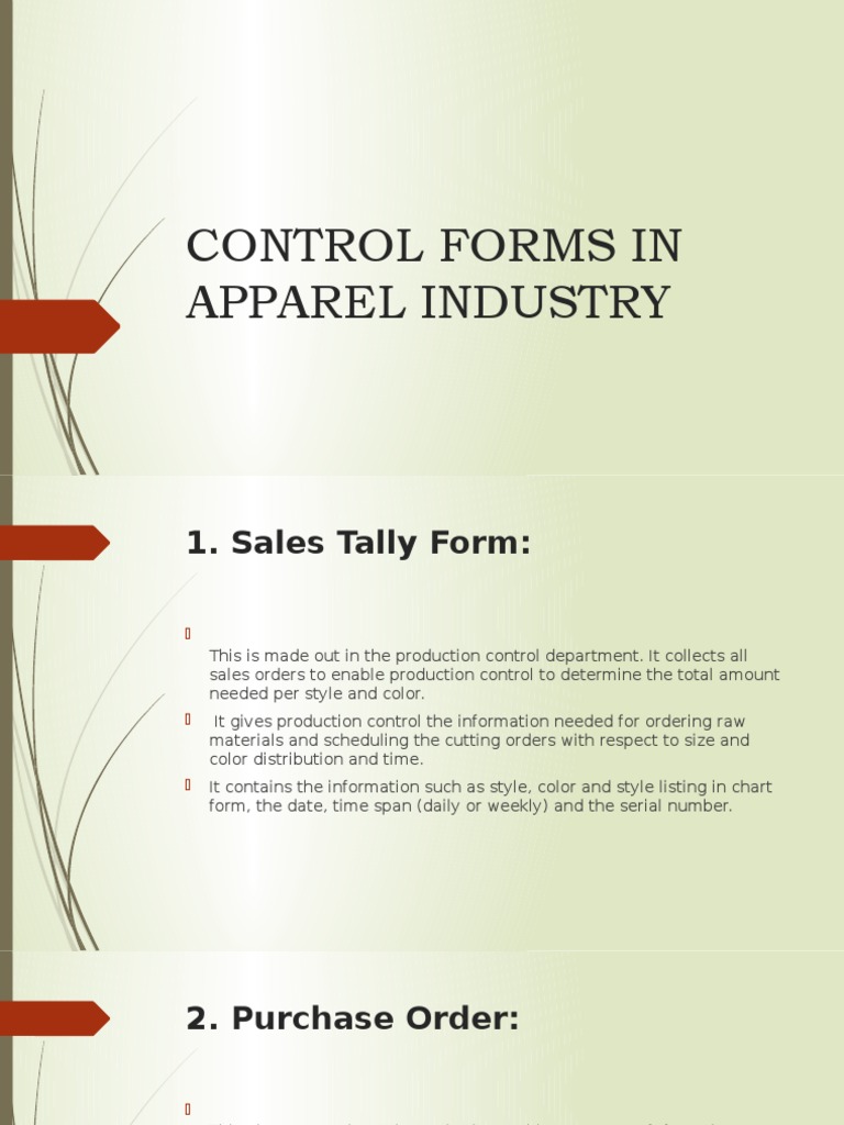 Control Forms in Apparel Production | PDF | Clothing | Economic Sectors