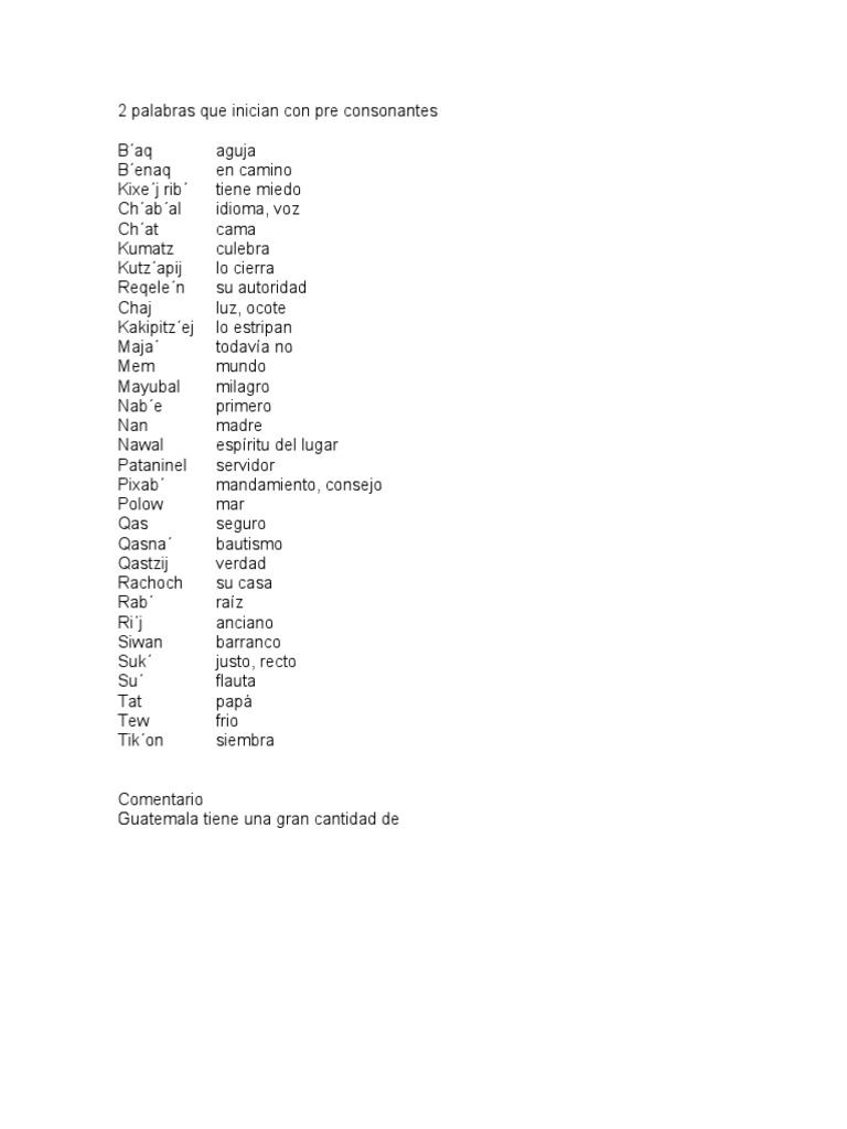 2 Palabras Que Inician Con Pre Consonantes | PDF