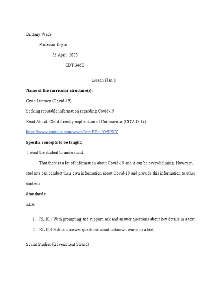 Lesson Plan 8 | PDF | Pedagogy | Teaching