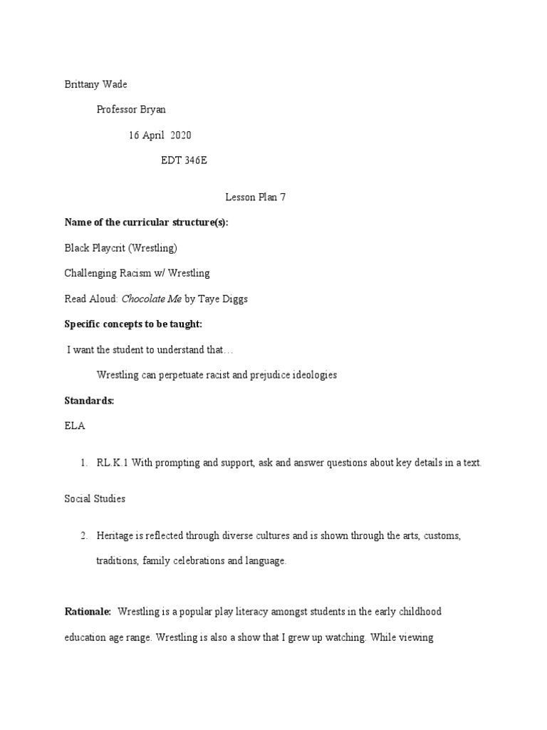 Lesson Plan 7 | Download Free PDF | Stereotypes | Racism