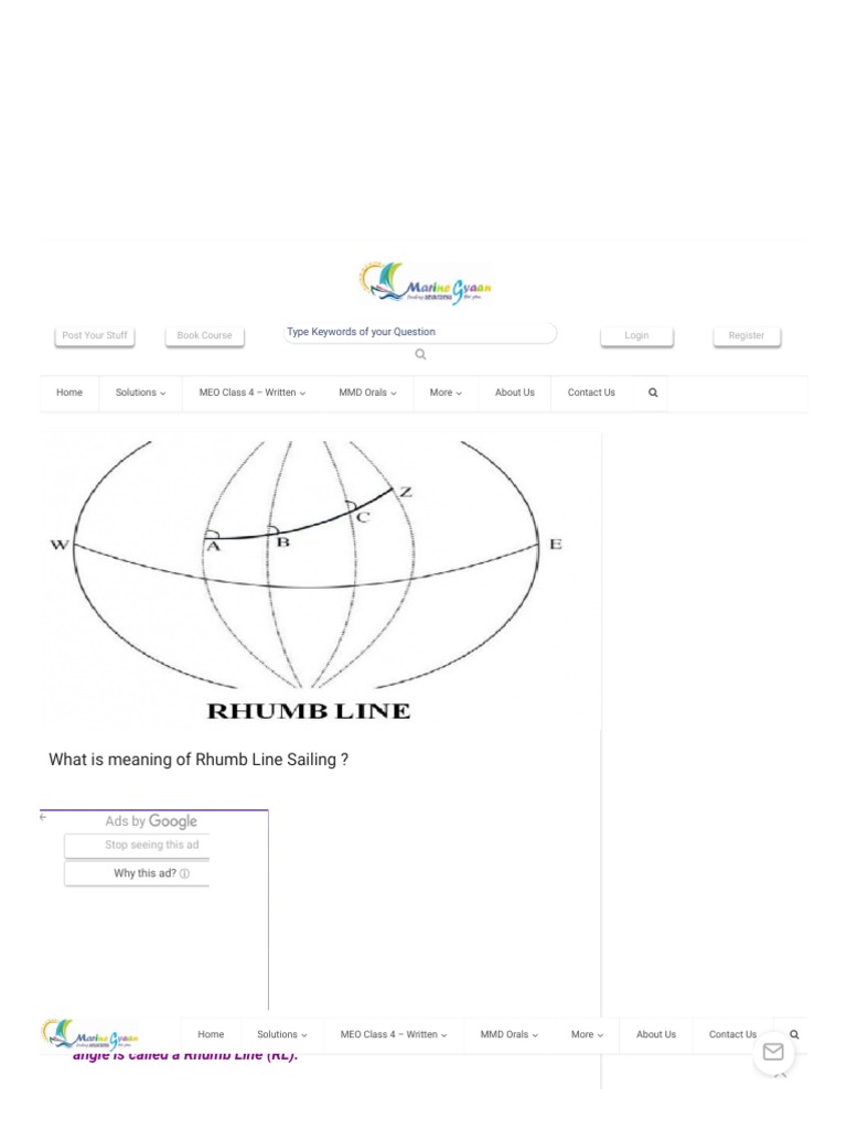 Rhumb Line Sailing | PDF