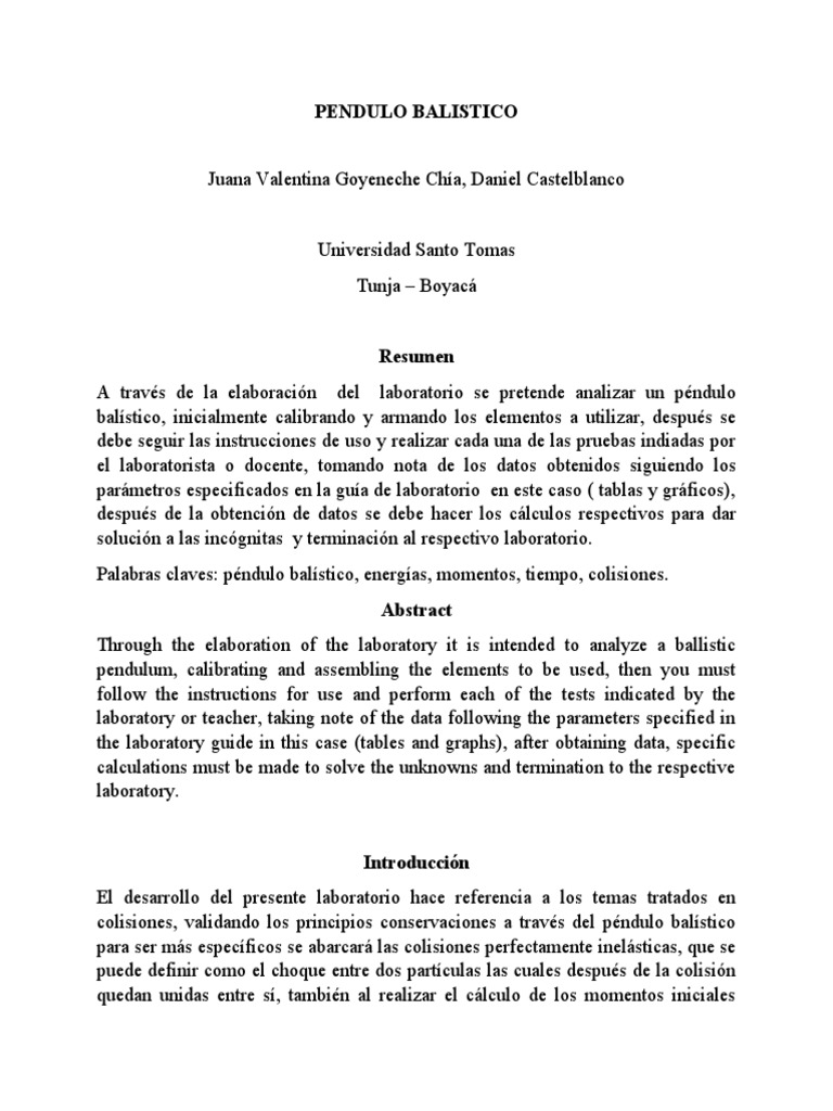 Pendulo Balistico | PDF | Péndulo | Lanzador