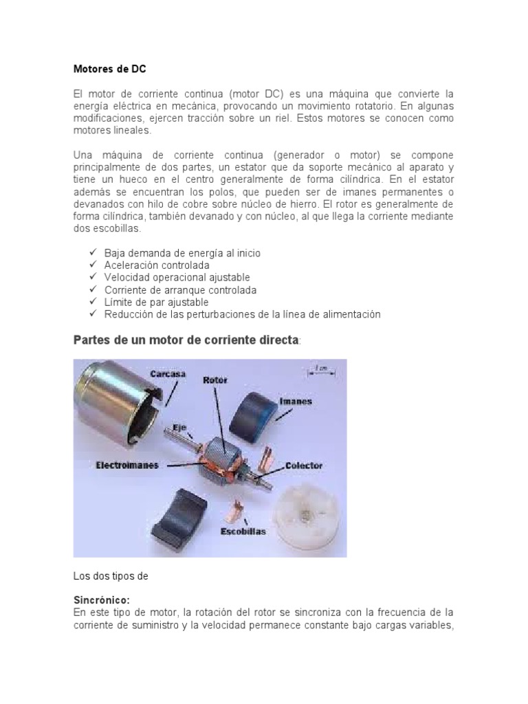 Motores de DC | PDF | Motor eléctrico | Corriente eléctrica
