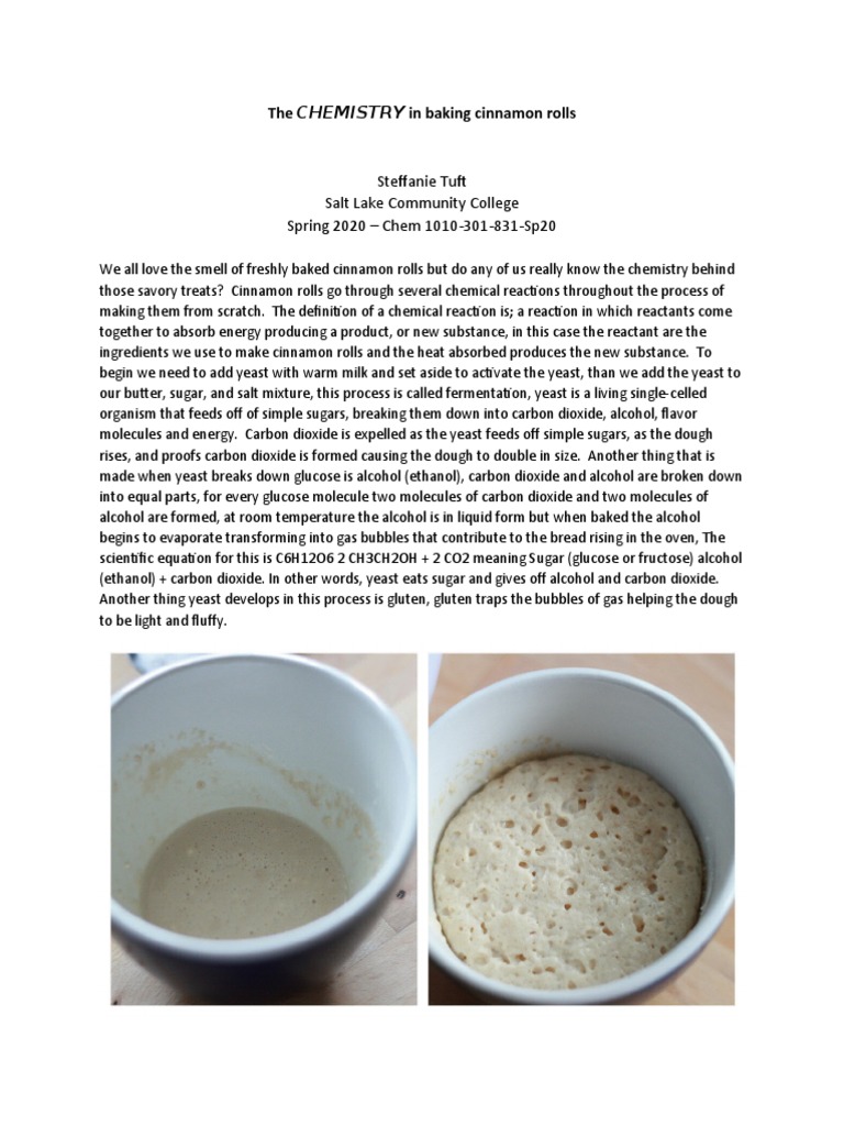 Chemistry of Baking Cinnamon Rolls | PDF | Yeast | Ethanol