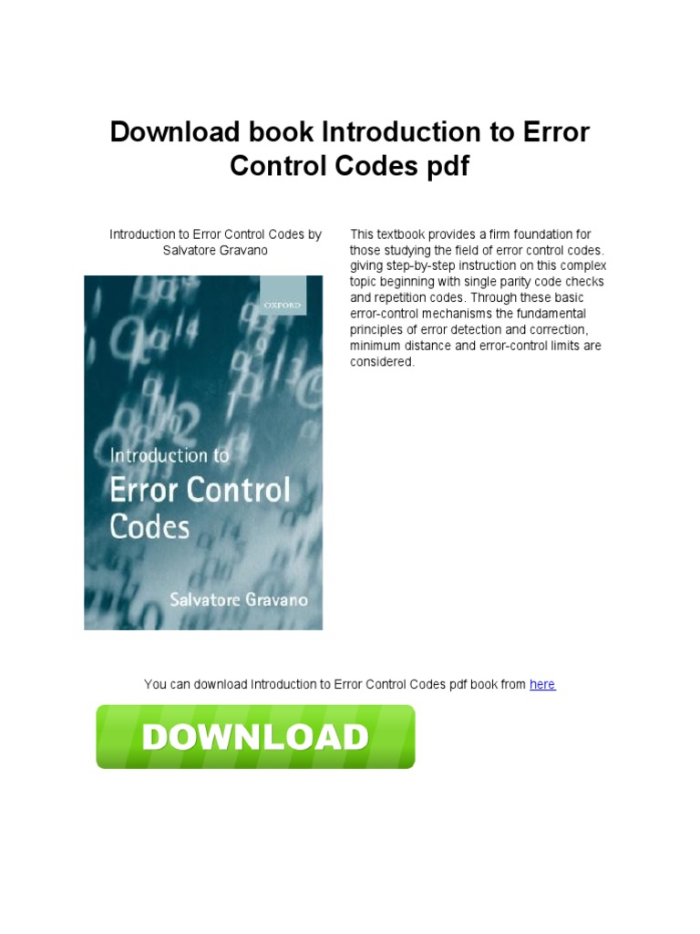 Introduction To Error Control Codes | PDF