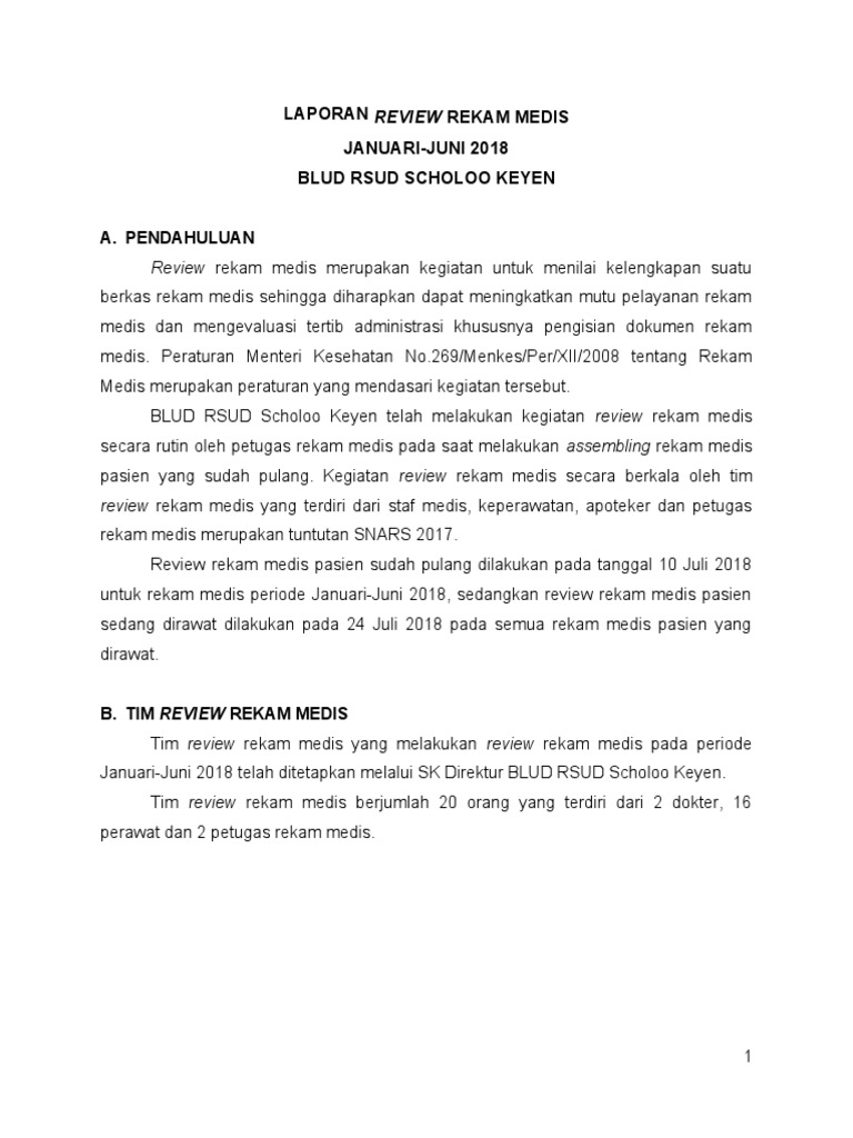 Laporan Review Rekam Medis | PDF