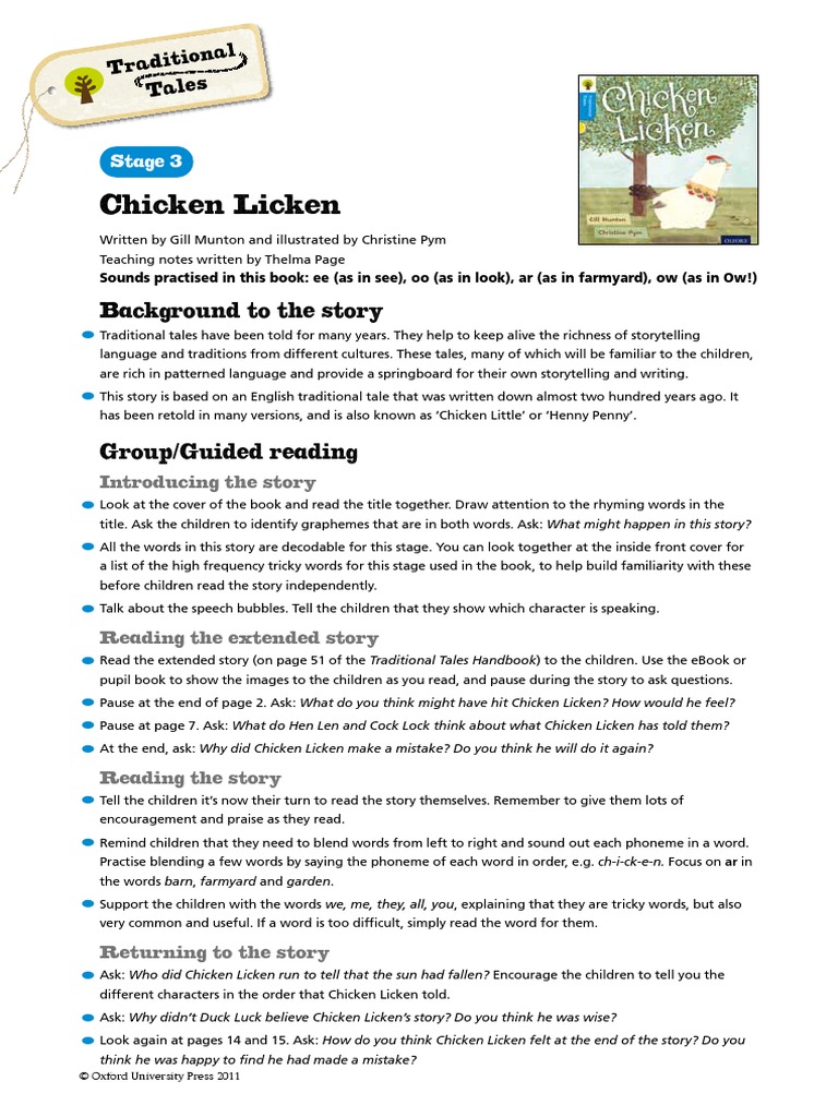Chicken Licken: Background To The Story | PDF | Goldilocks And The ...