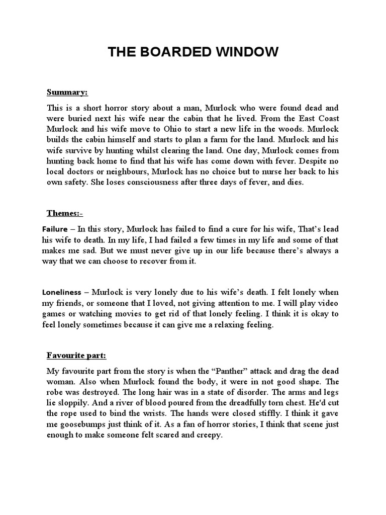 The Boarded Window | PDF