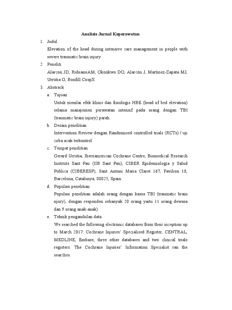Analisis Jurnal SDH ICU 1 | PDF | Traumatic Brain Injury | Clinical Medicine