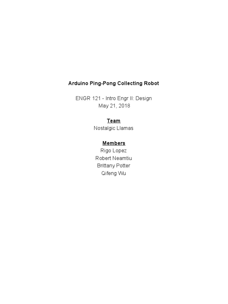 Design Proposal - Project 2 | PDF | Robot | Robotics