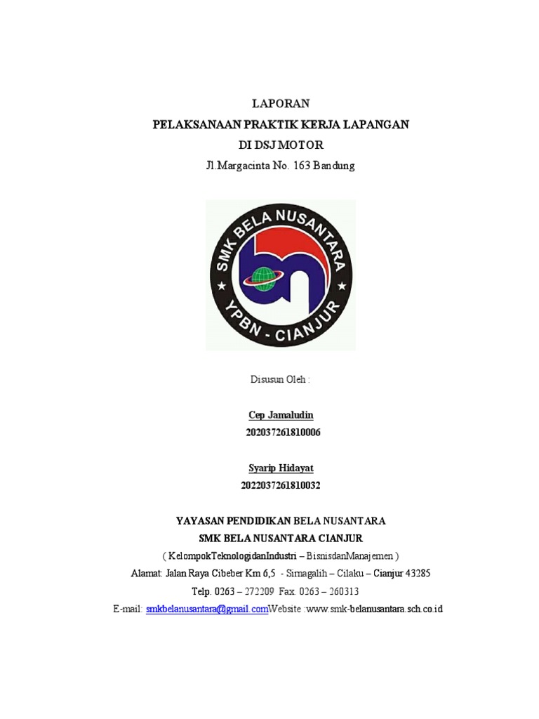 Laporan Prakerin SMK TKR di DSJ Motor | PDF | Karier & Perkembangan ...