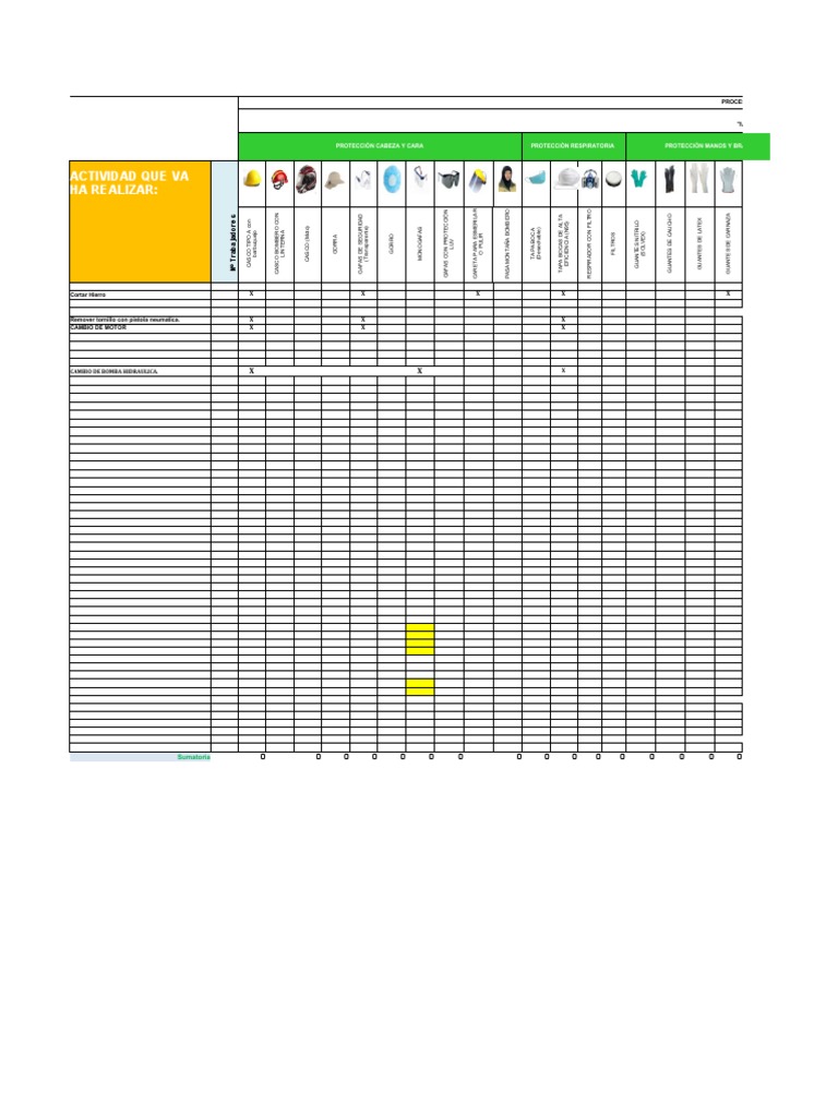 Matriz de Epp Excel para Diligenciar | PDF | Softlines (venta minorista) | Fashion