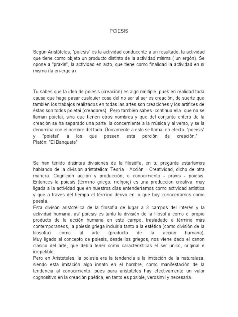 POIESIS | PDF | Poética (Aristóteles) | Aristóteles