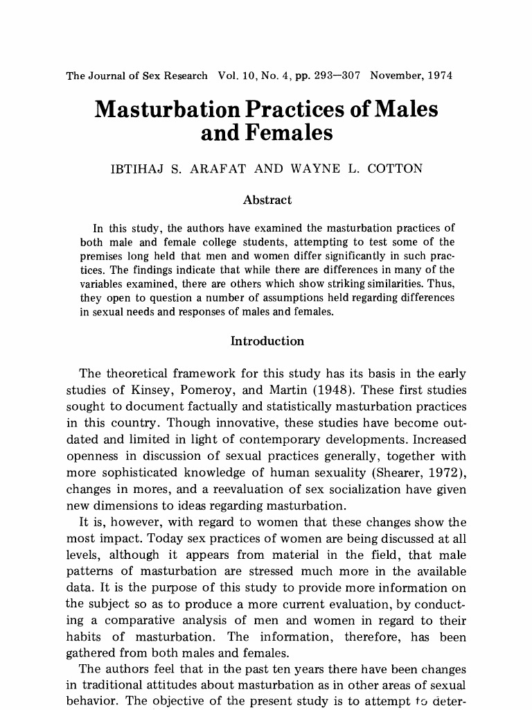 Masturbation Practices of Males and Females | PDF