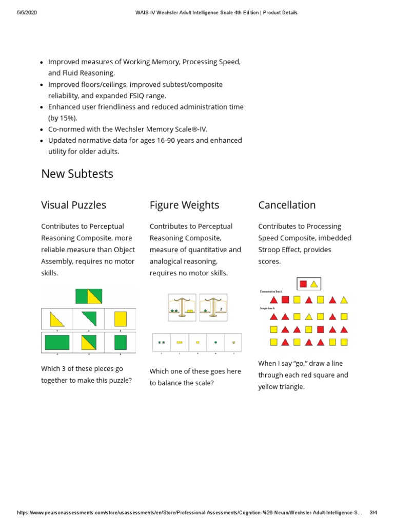 New Subtests: Visual Puzzles Figure Weights Cancellation | PDF