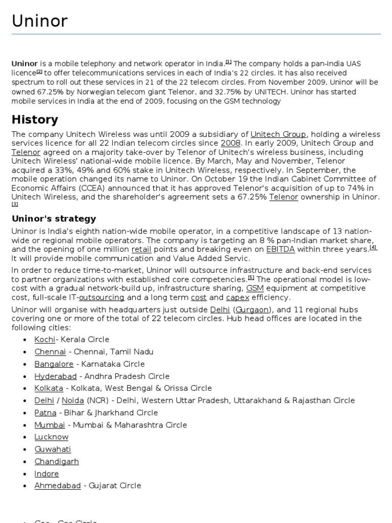 Uninor: India's Mobile Operator Overview | PDF | Technology & Engineering