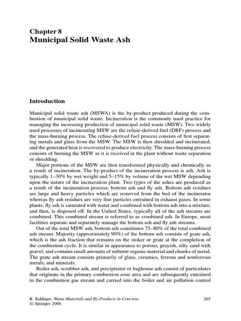Municipal Solid Waste Ash: R. Siddique, Waste Materials and By-Products ...