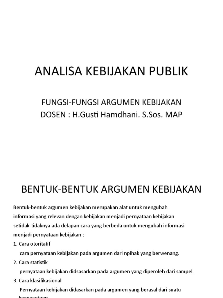 Fungsi Argumen Kebijakan | PDF