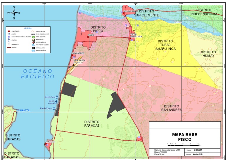 Mapa de Distritos de Pisco, Perú | PDF | Geografía | Clima