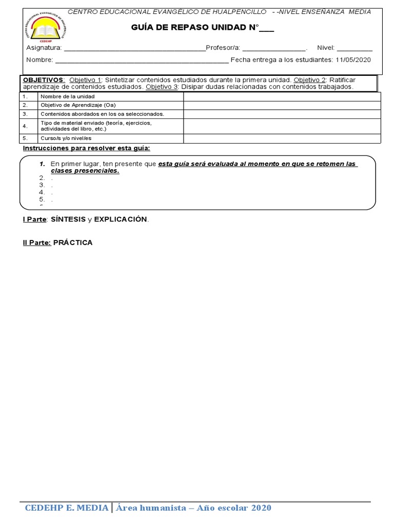 Formato Guia de Repaso Institucional | PDF
