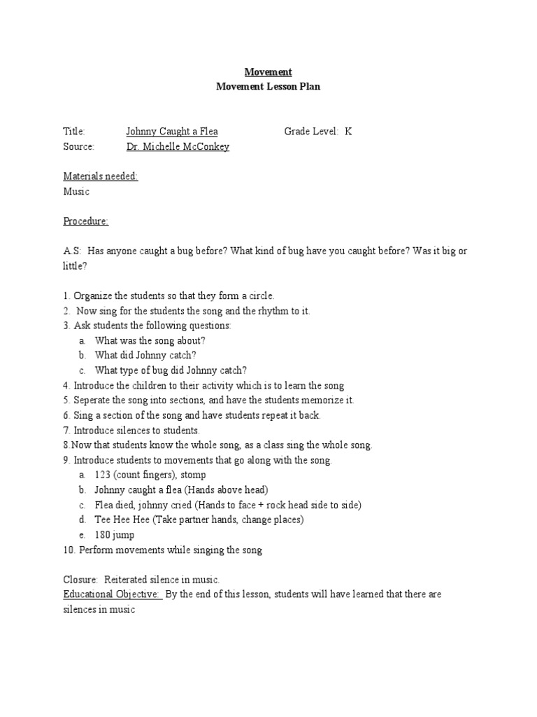 Movement Movement Lesson Plan | Download Free PDF | Behavior ...