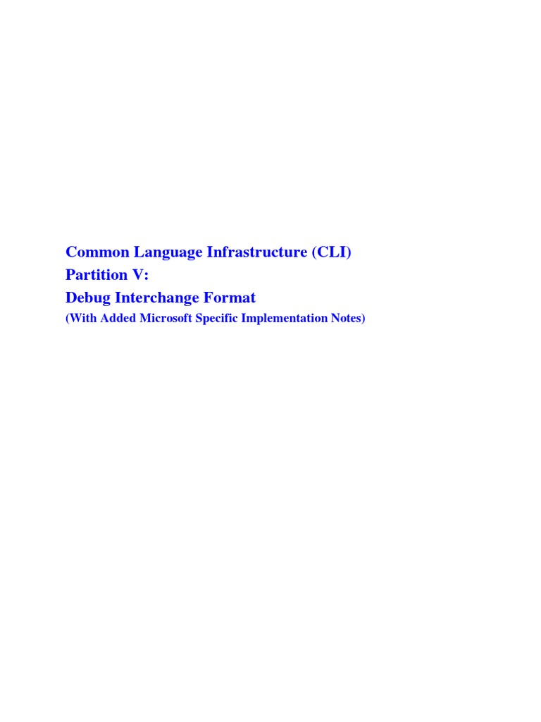 Common Language Infrastructure (CLI) Partition V: Debug Interchange Format | Download Free PDF ...
