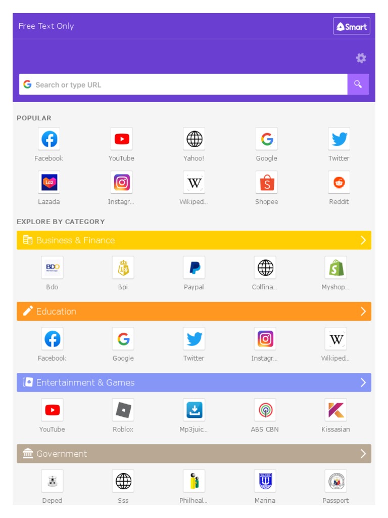 Free Text Only: Search or Type URL | PDF