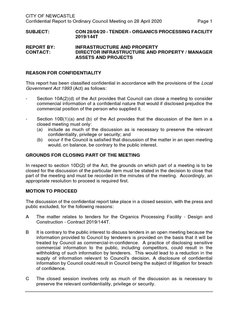 Newcastle Organics Processing Tender Report | PDF | Waste Management ...