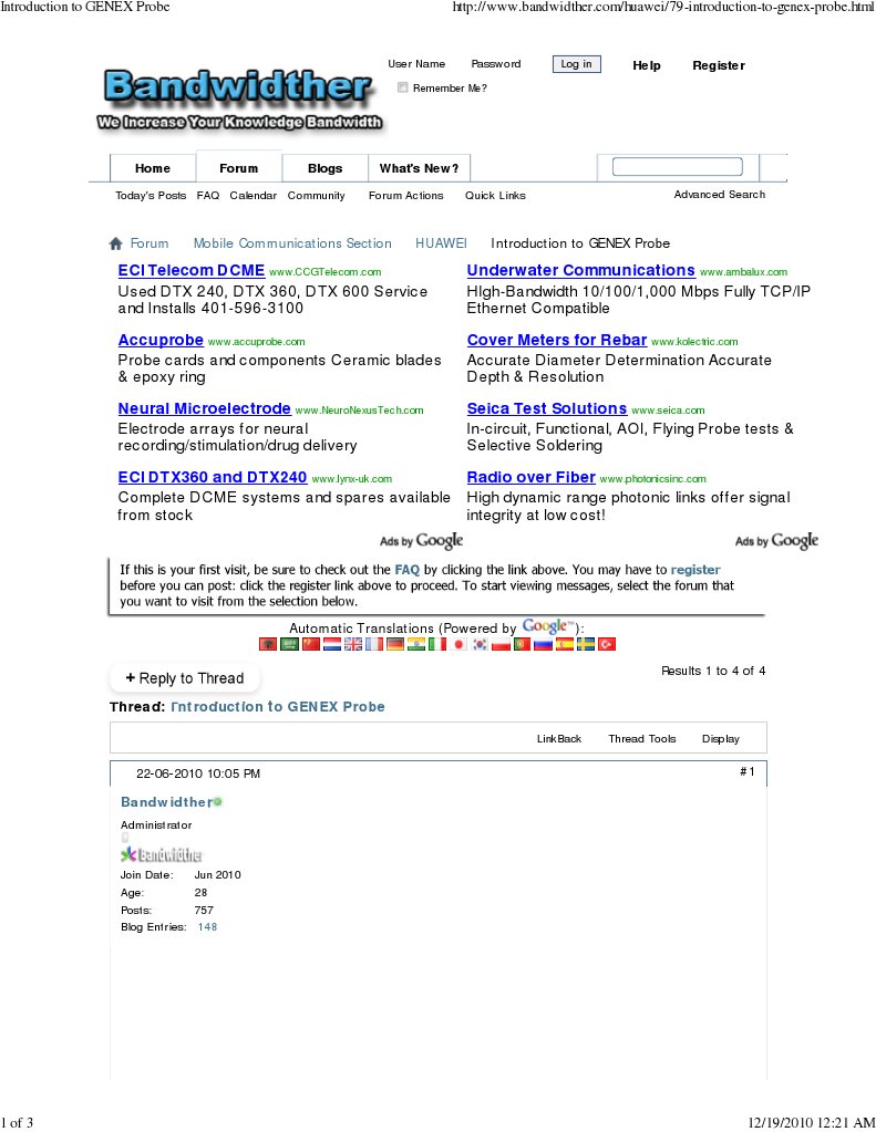 Introduction To GENEX Probe | PDF | Internet Forum | Information And ...